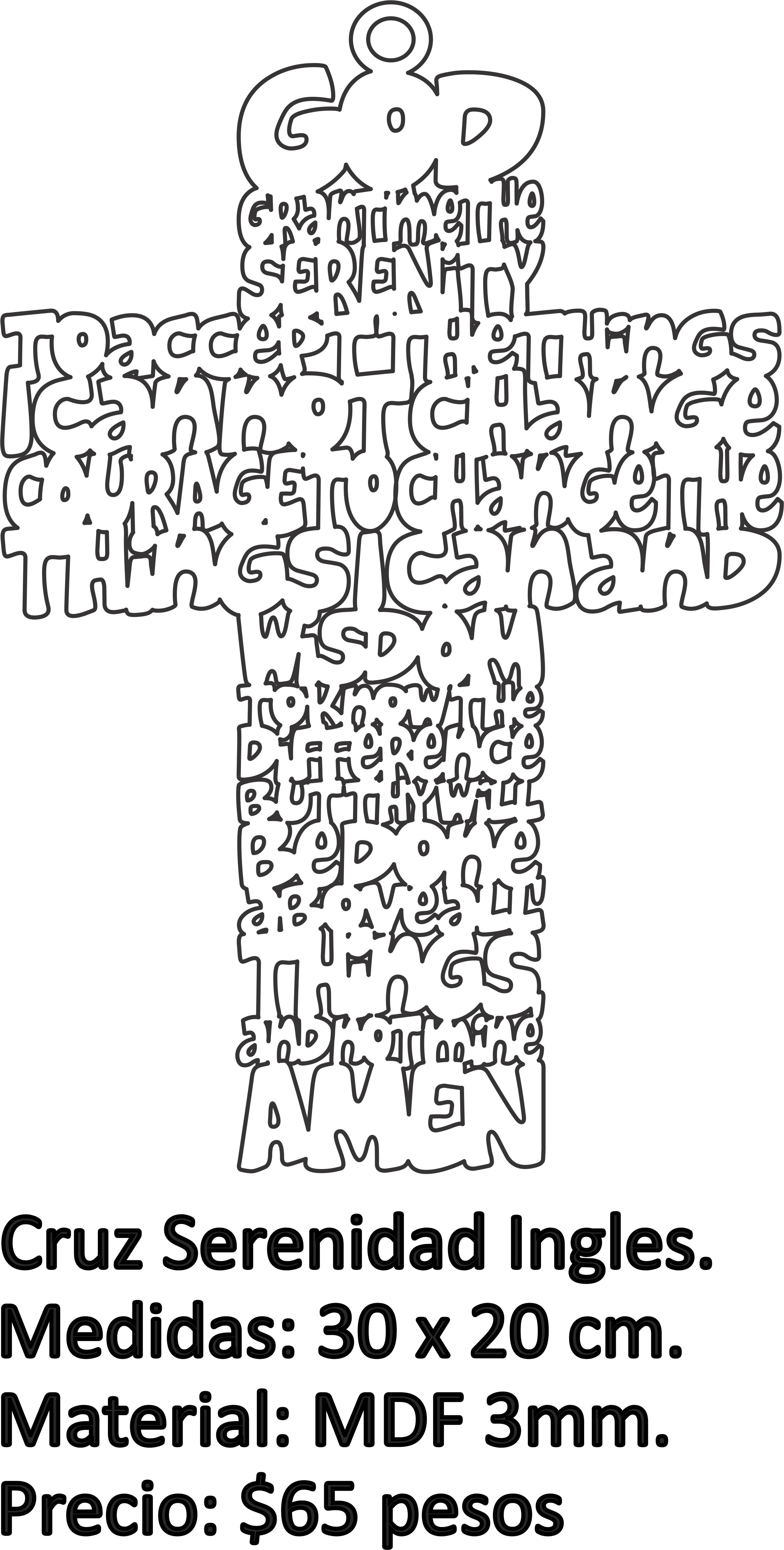 Cruz "Plegaria de la serenidad" (inglés) - Stanser