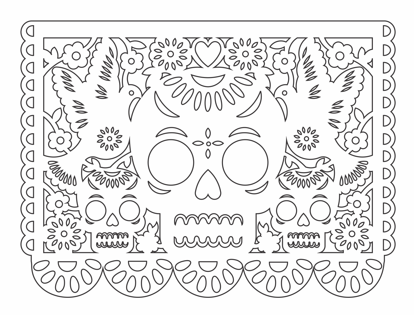 Papel Picado Calaveras Y Palomas Stanser
